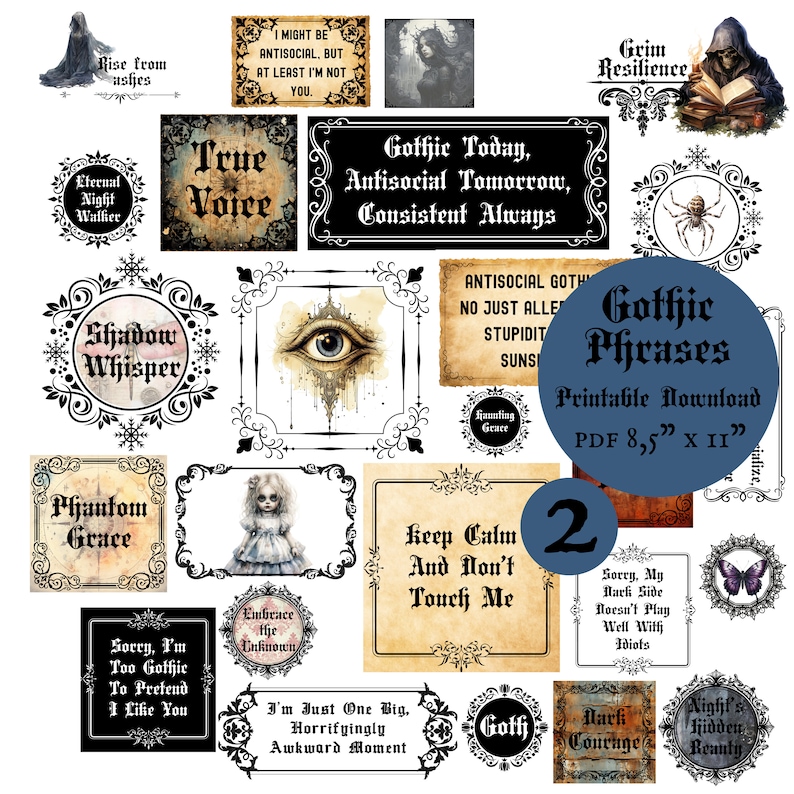 Gothic Quotes Printable Download Words Dark Academia Prints Digital ...