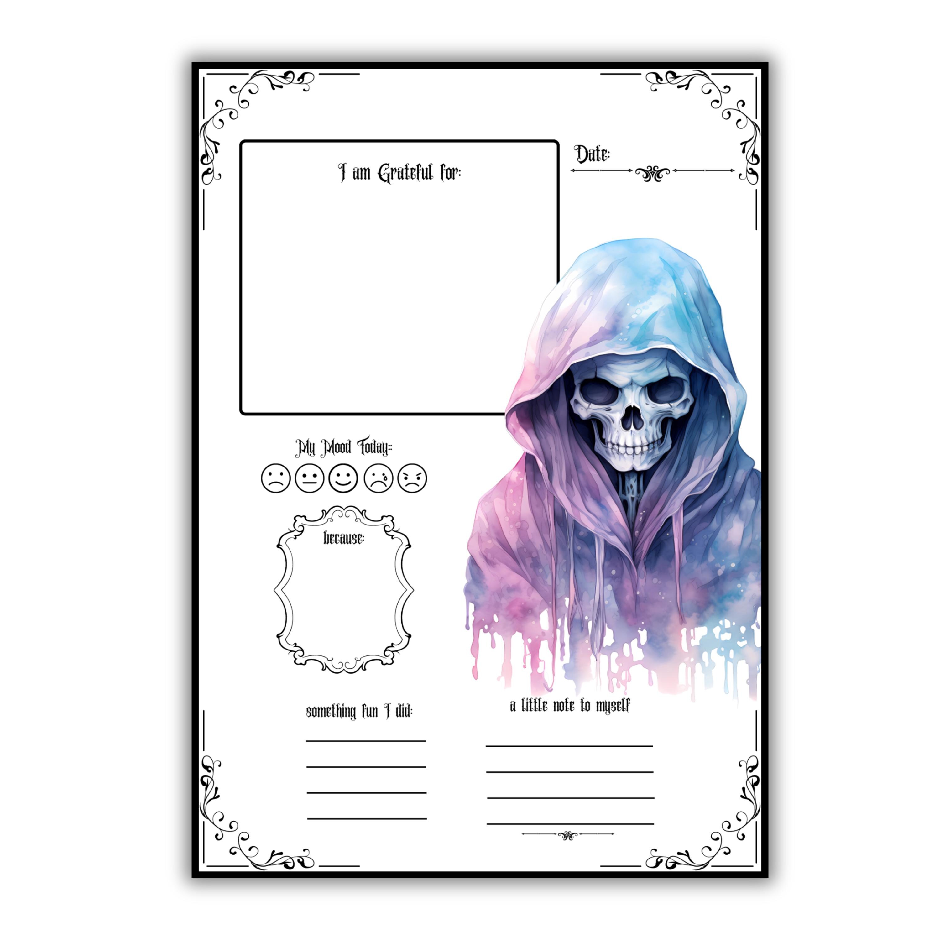 Gothic Gratitude Journal Pages Printable Download Gothic Daily Planner ...