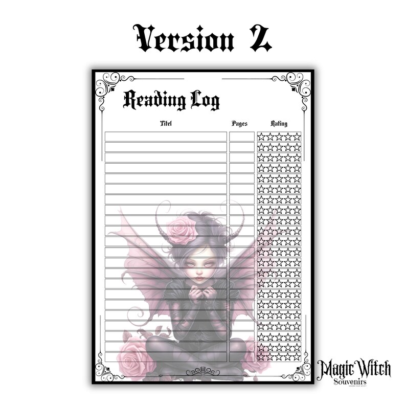 Gothic Reading Tracker Printable Reading Log Witchy Goth Book Tracking ...
