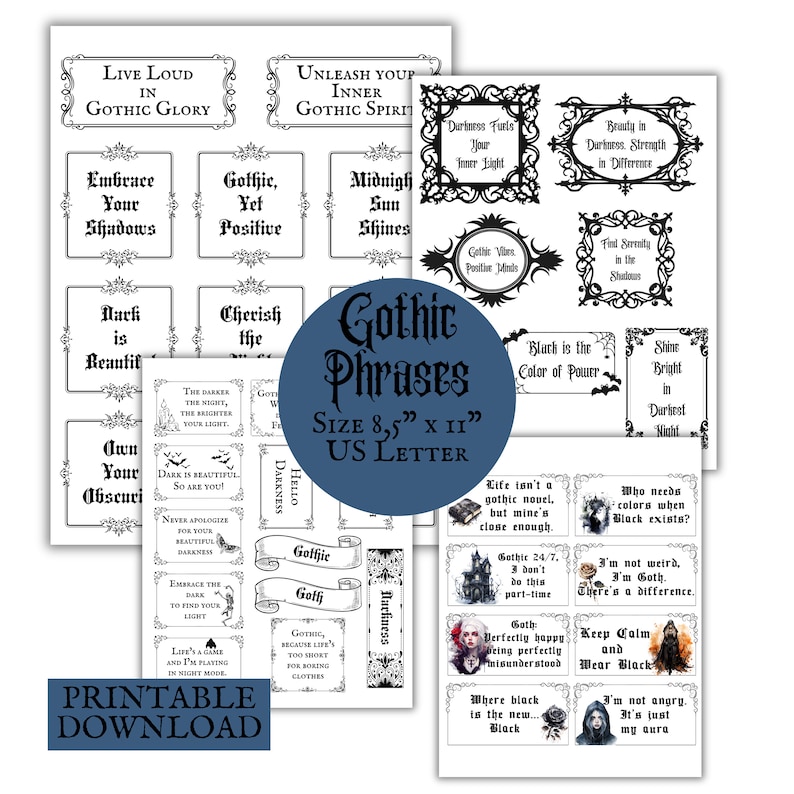 Gothic Quotes Printable Download Words Dark Academia Prints Digital ...