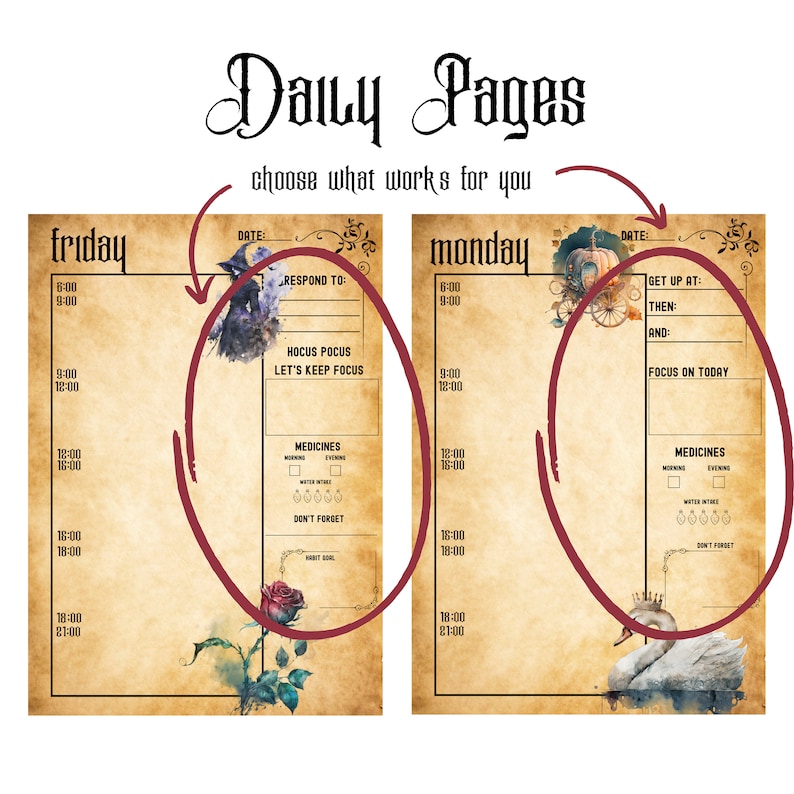 Witchy Daily Planner Pages, Celestial Adhd Printable A4 Pages, Pagan ...