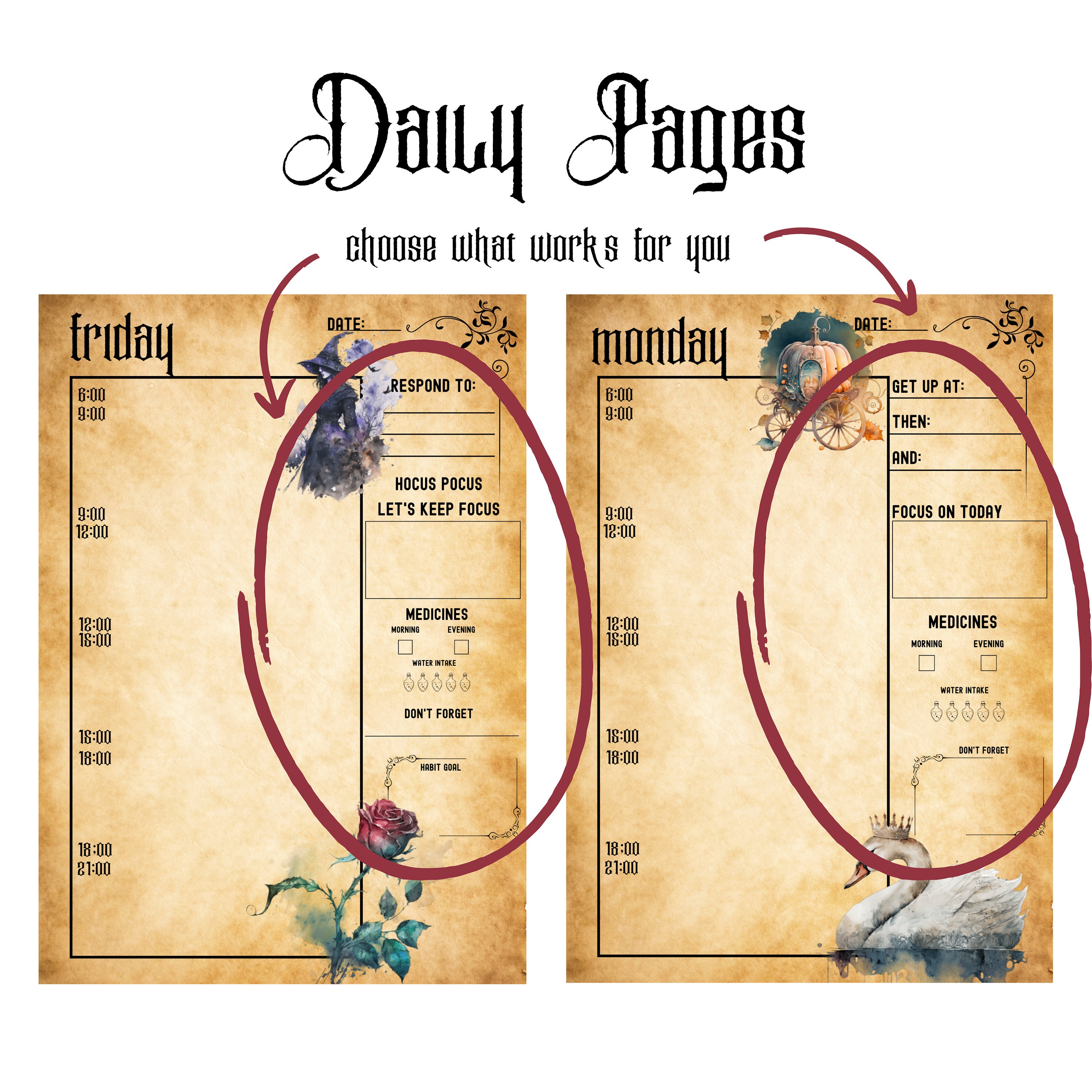 Witchy Daily Planner Pages, Celestial Adhd Printable A4 Pages, Pagan ...