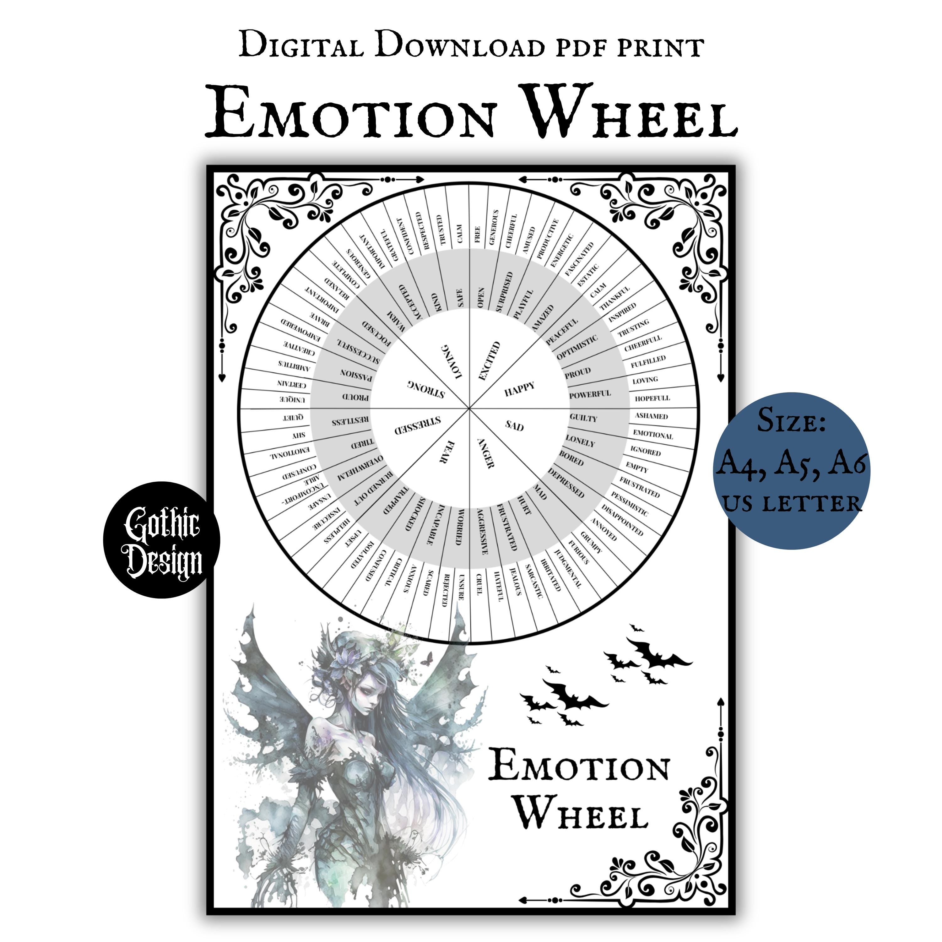 Gothic Emotion Wheel Printable Download Page Feelings Wheel Emotion ...