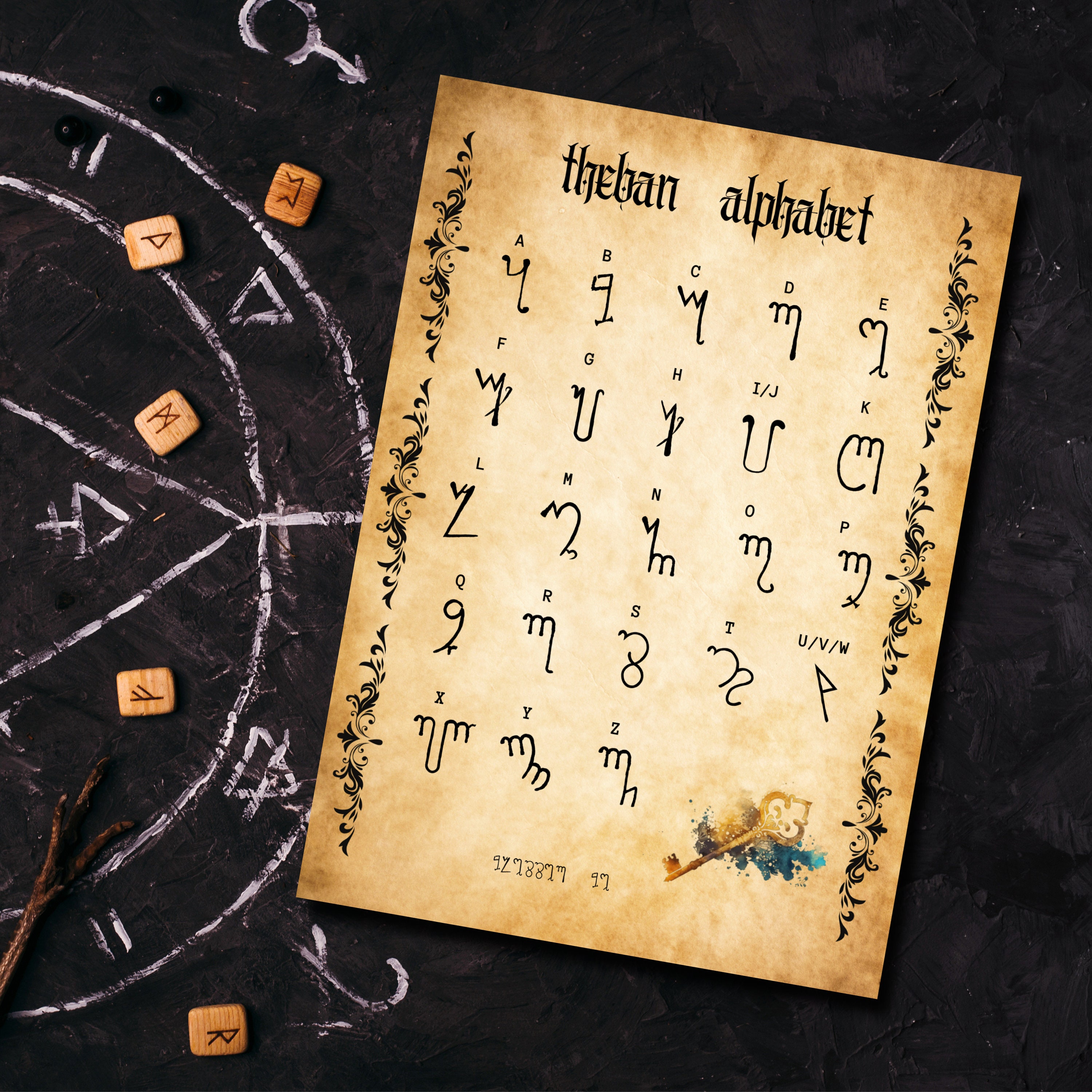 Theban Alphabet Digital Download, Printable PDF A4 US Letter Witch ...