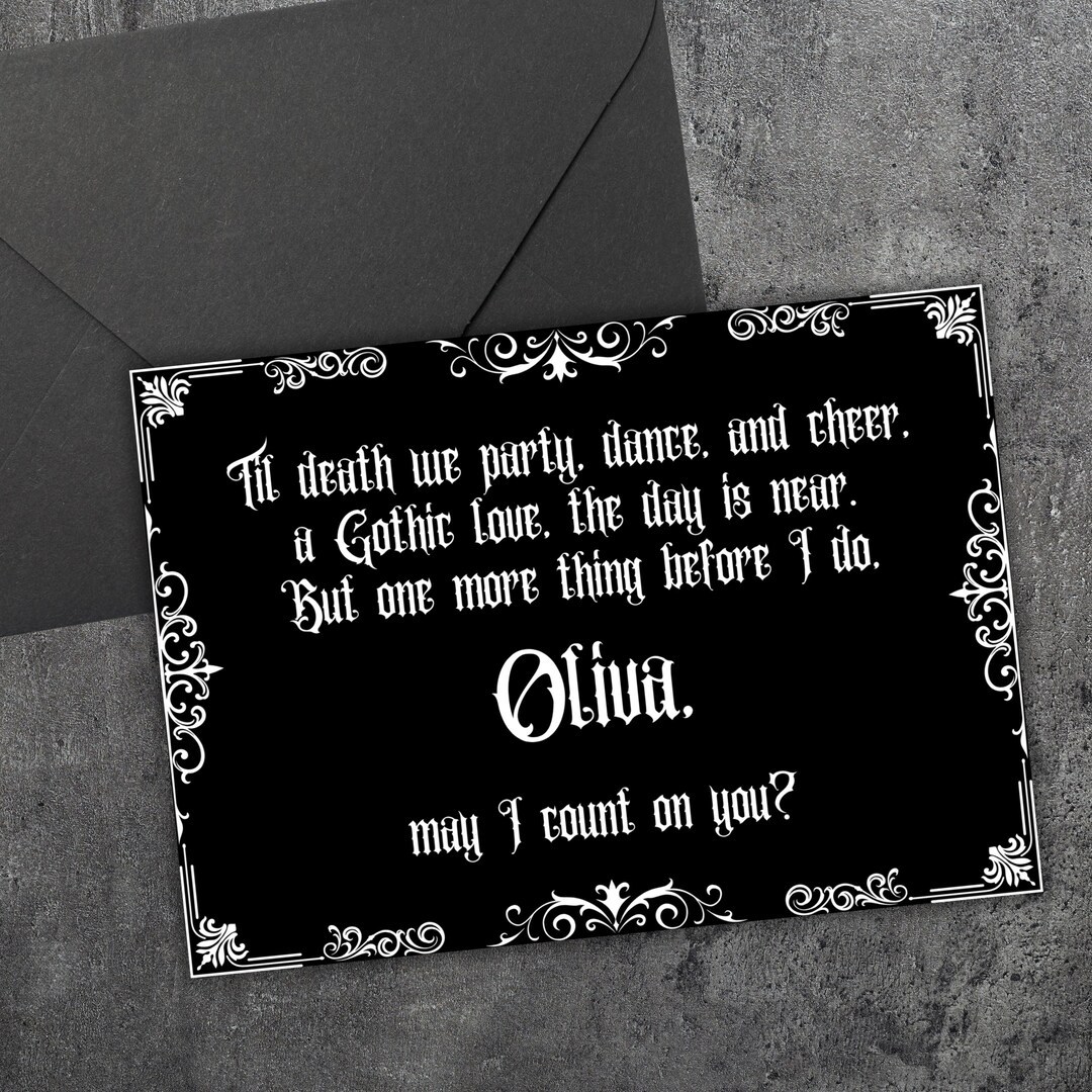 Custom Gothic Bridesmaid Proposal Card Black Gothic Wedding Be My ...