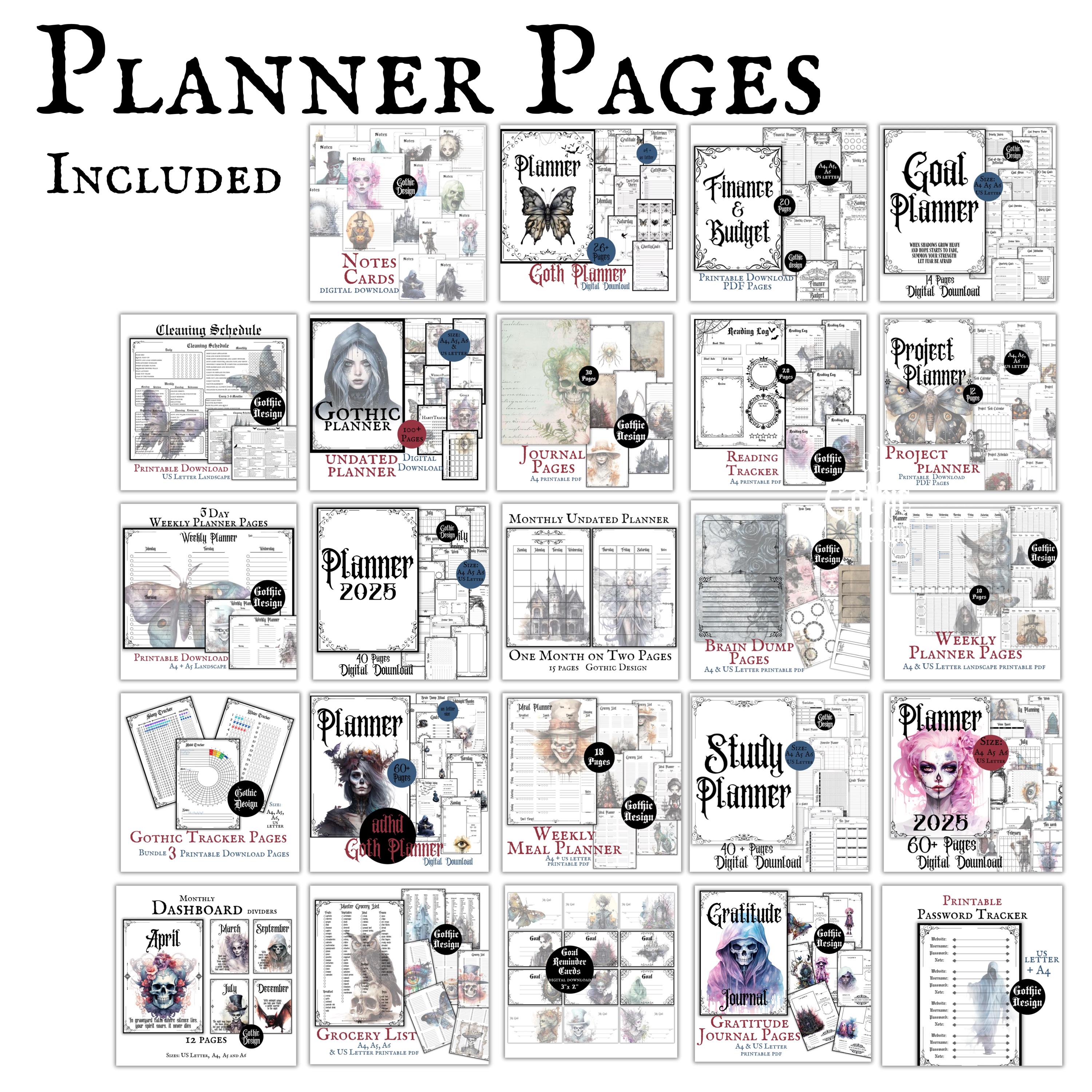 Gothic Planner Mega Bundle Digital Download Printable Pdf Pages Gothic ...