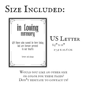 Memorial Table Sign Gothic Design in Loving Memory Printable Download ...