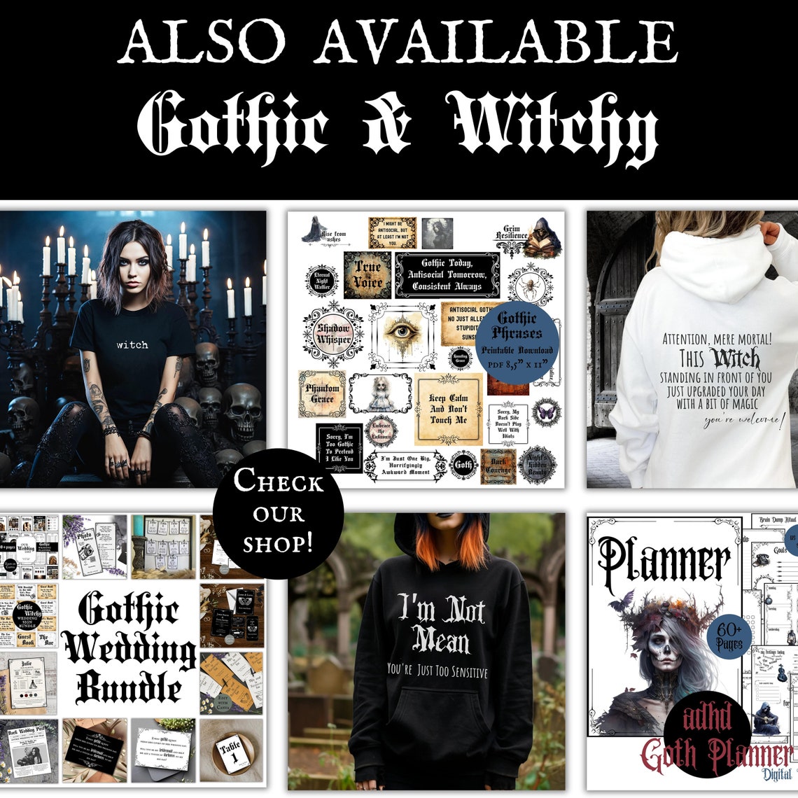 Gothic Weekly Planner Pages Pagan Design Printable PDF Download Planner ...