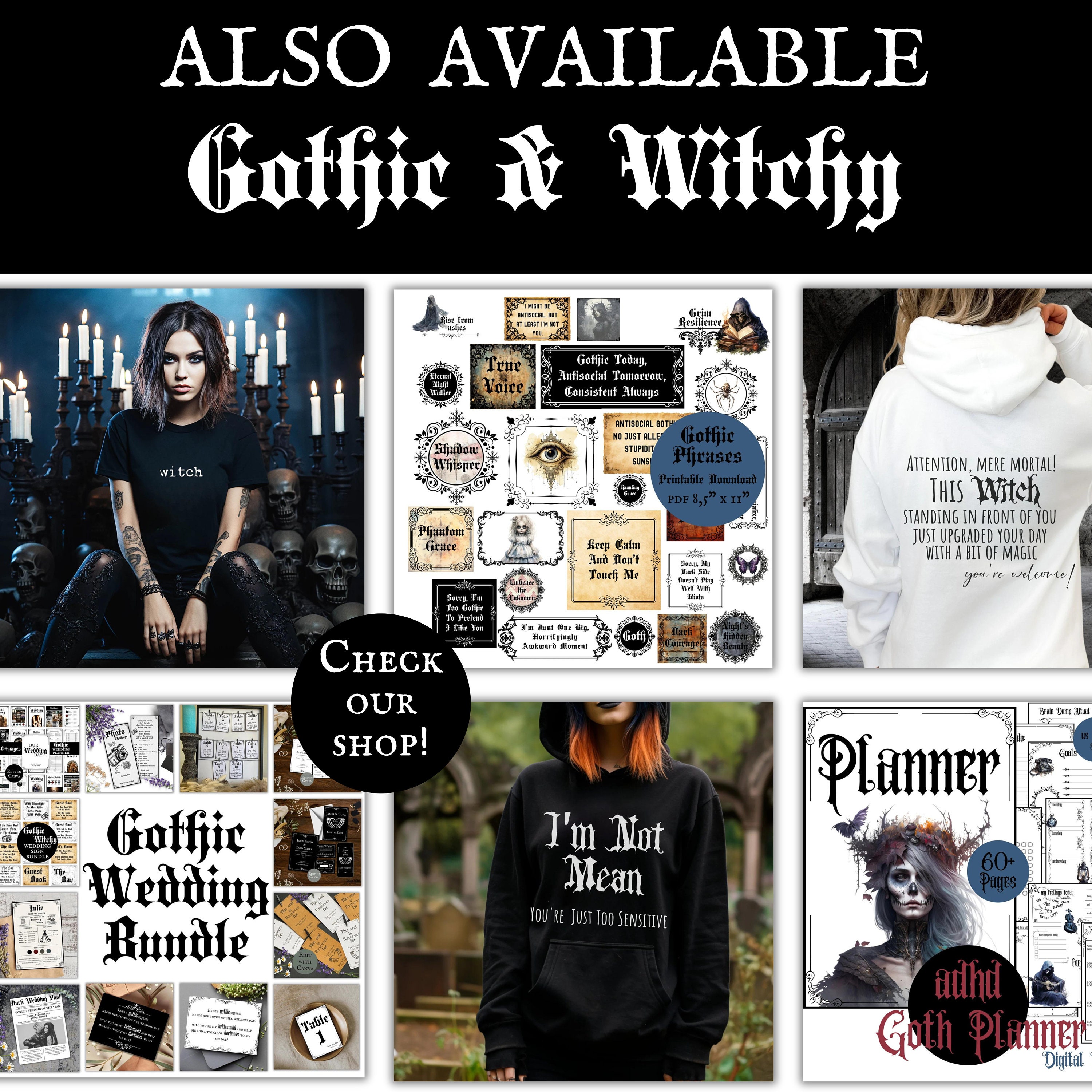 Gothic Weekly Planner Pages Pagan Design Printable PDF Download Planner ...