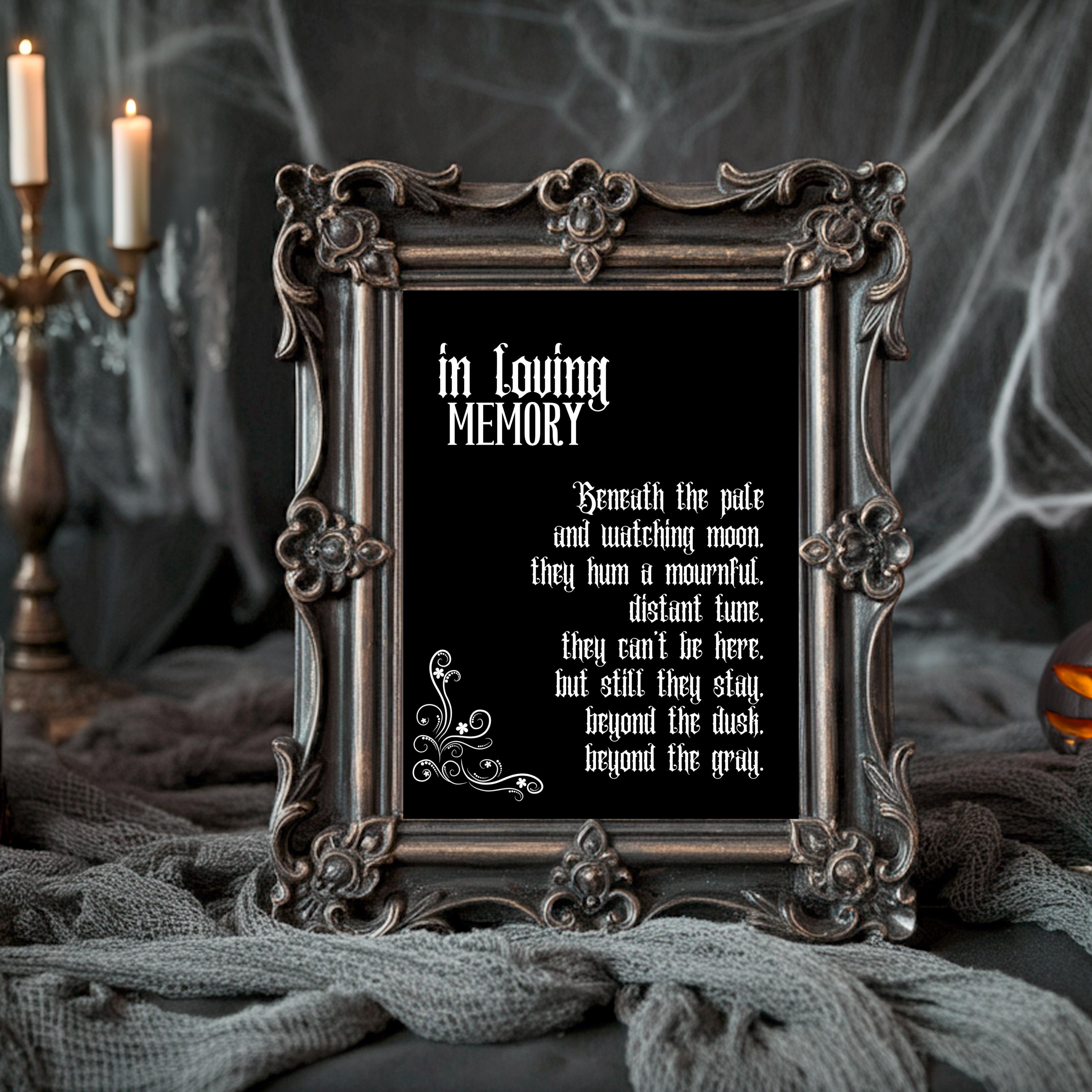 Memorial Table Sign Gothic Design in Loving Memory Printable Download ...