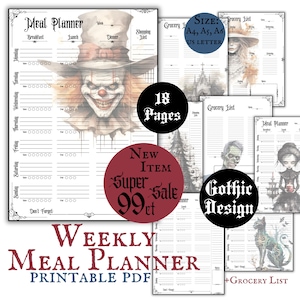 Gothic Weekly Meal Planner Grocery List Pagan Recipe Journal, Halloween ...