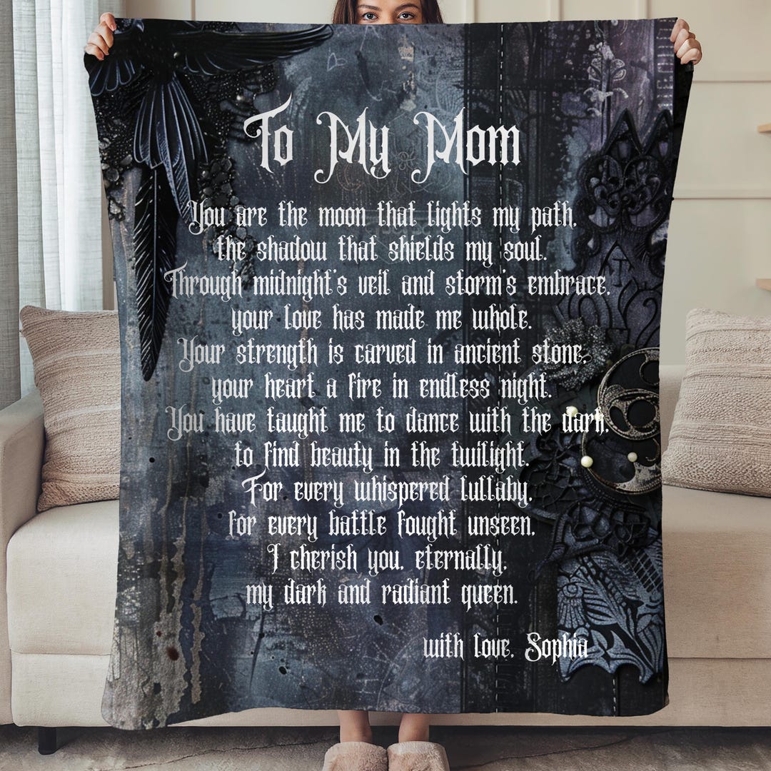 Custom Mom Blanket Gothic Design Personalized Poem for Mothers Day Gift ...
