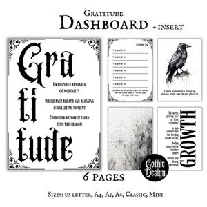Gothic Printable Dashboard Planner Insert Aesthetic Gratitude Dashboard ...