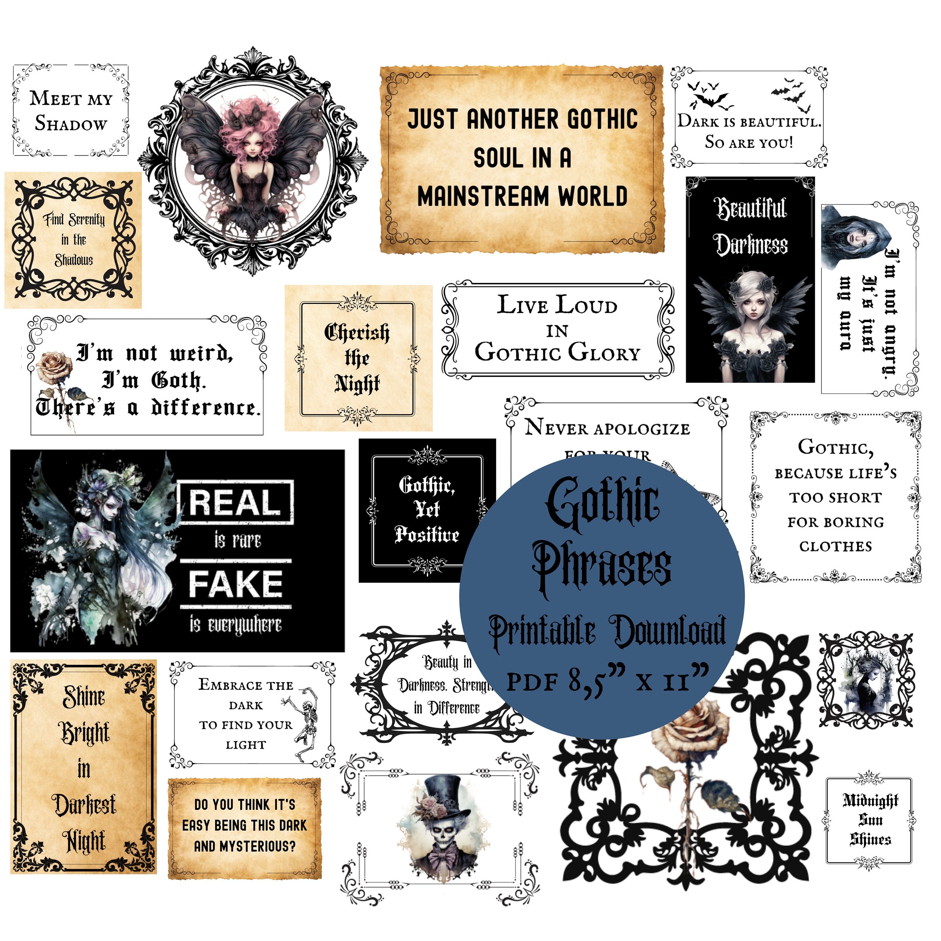 Gothic Quotes Printable Download Words Dark Academia Prints Digital ...