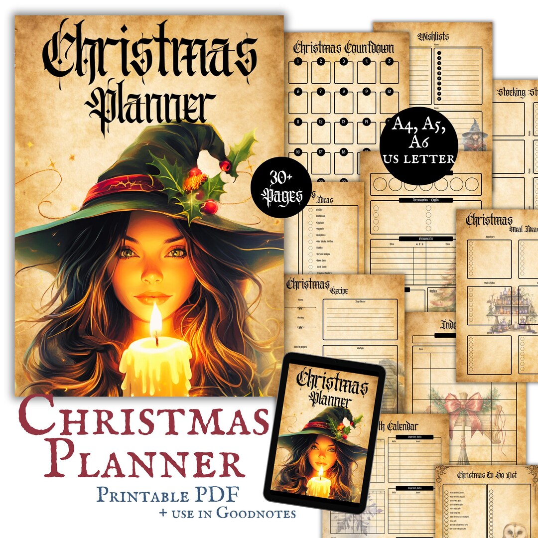 Witchy Christmas Planner Digital Printable Download Christmas Organizer ...