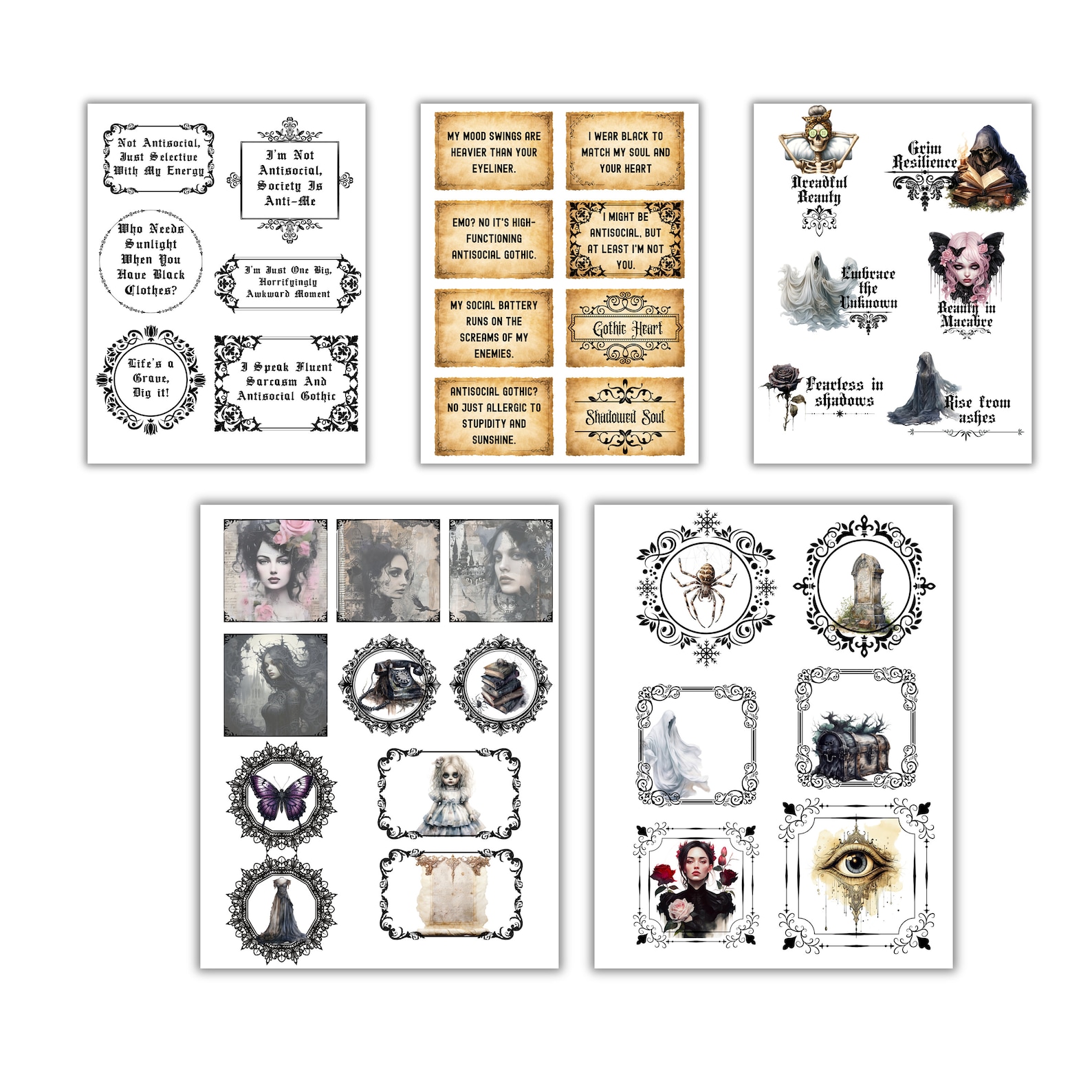 Gothic Quotes Printable Download Words Dark Academia Prints Digital ...