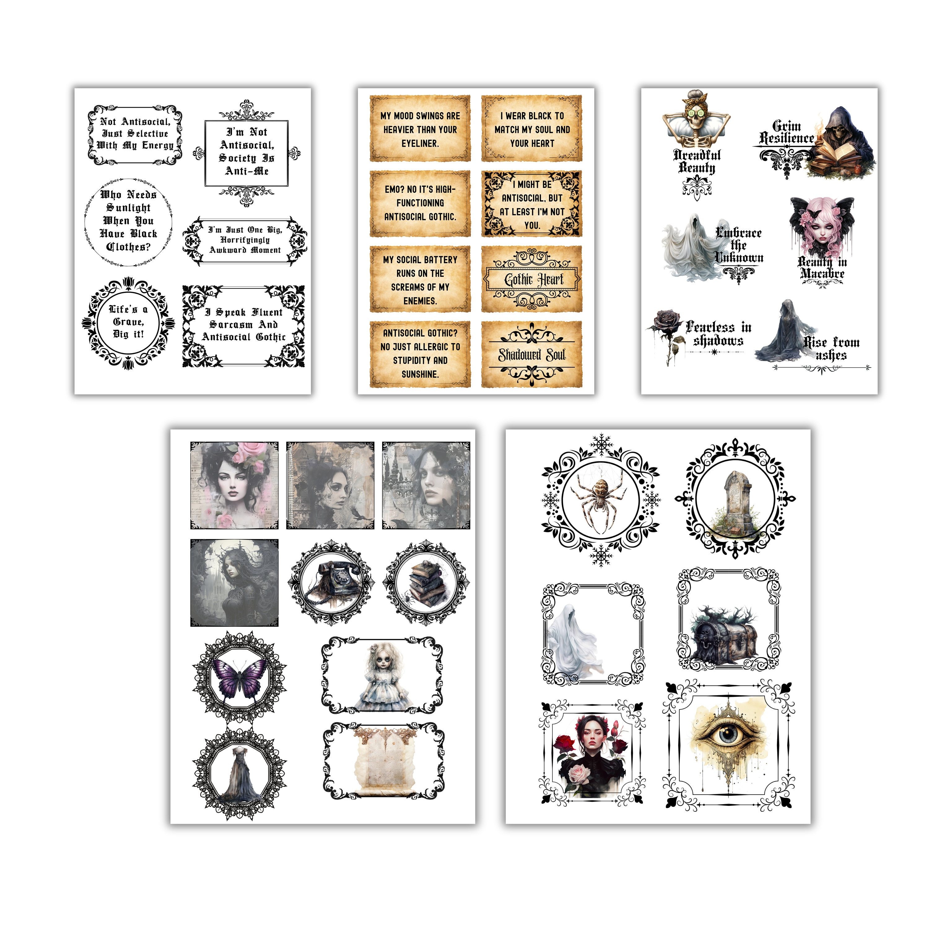 Gothic Quotes Printable Download Words Dark Academia Prints Digital ...