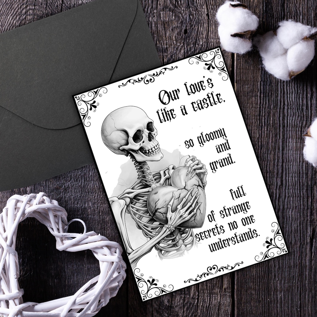 Gothic Love Card Printable Download Valentines Card Gothic Lovers Emo ...