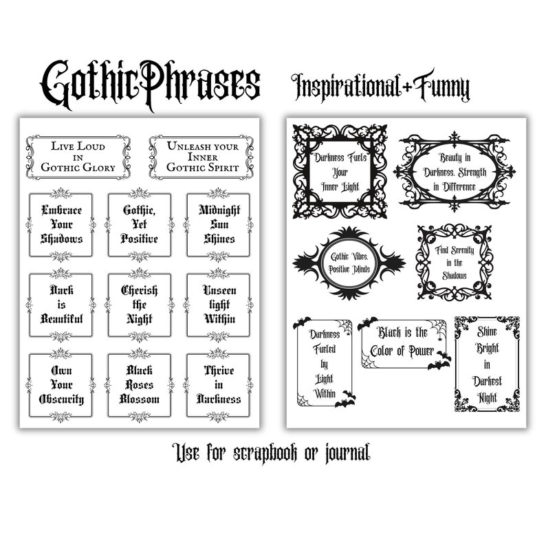 Gothic Ephemera Printable Words Dark Academia Prints Digital Junk ...