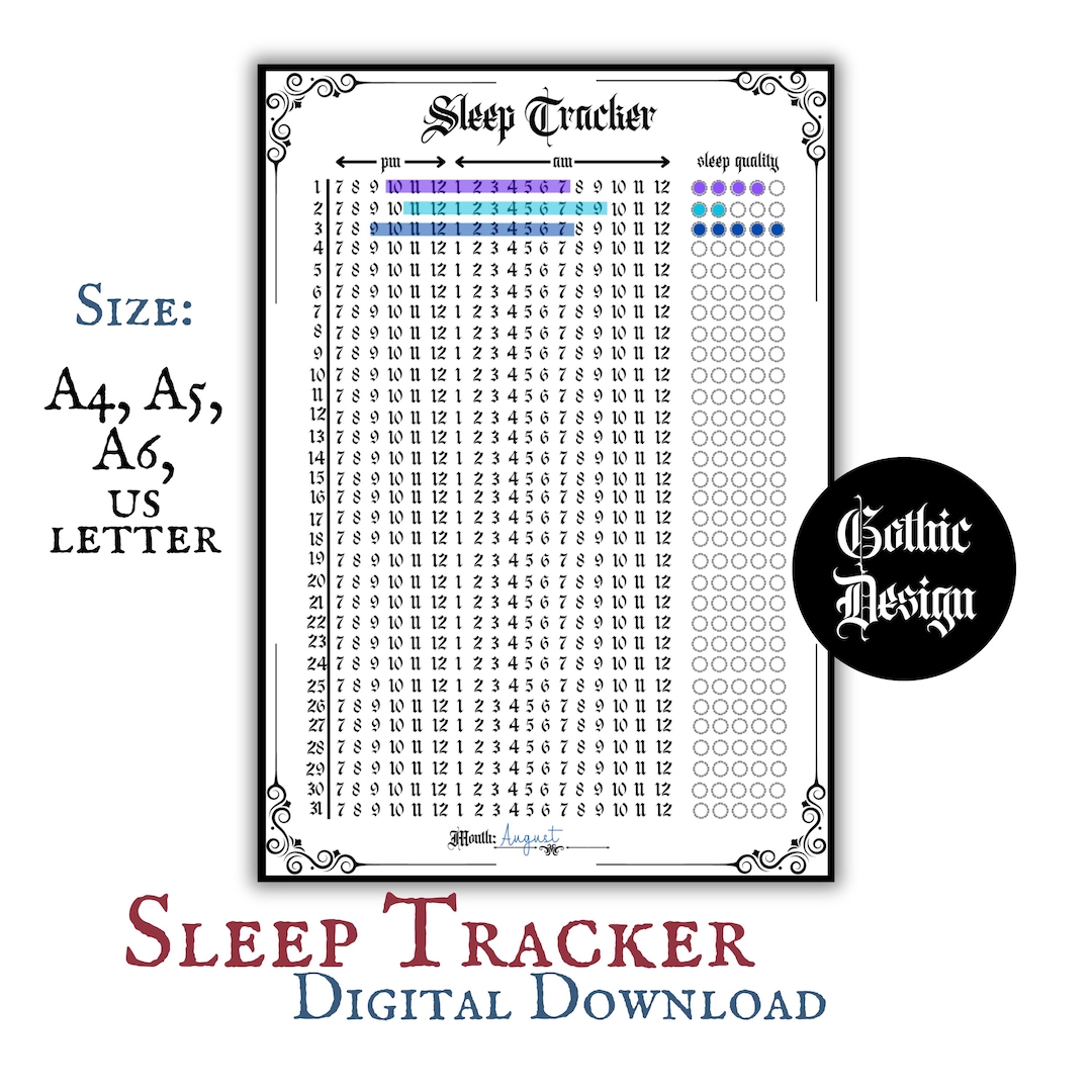 Gothic Sleep Tracker Digital Download Page Goth Planner Witchy ...
