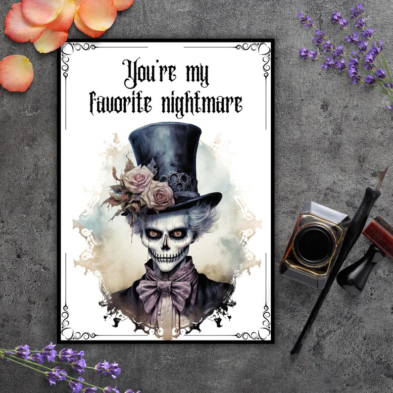 Gothic Love Card Printable Download Valentines Card Gothic Lovers Emo ...