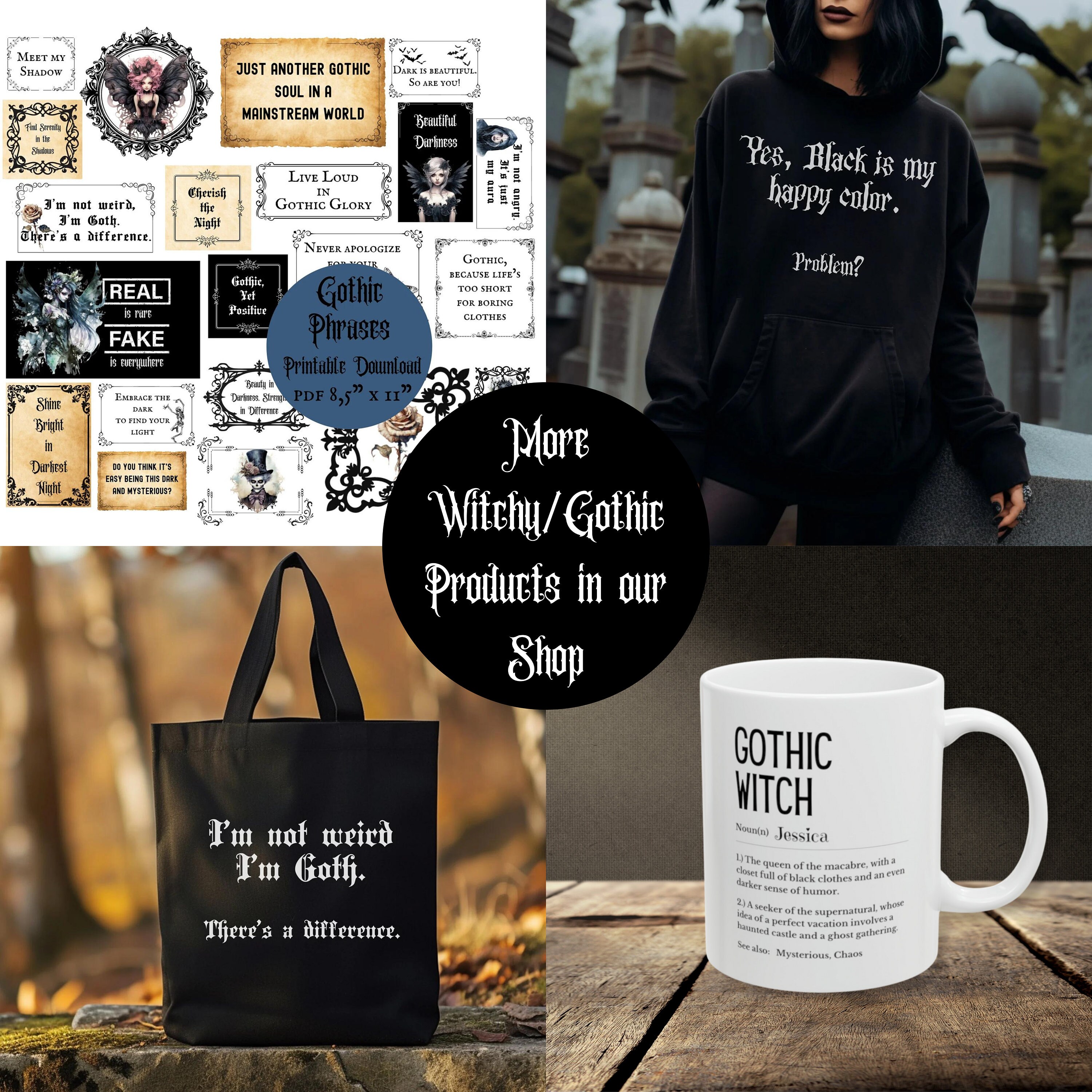 Gothic Planner Pages Undated PDF Printable Download Bundle US Letter ...