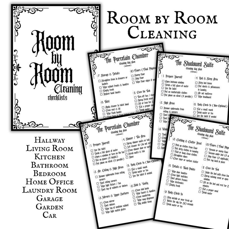 Gothic ADHD Cleaning Planner Printable Download PDF Pages Daily Weekly ...