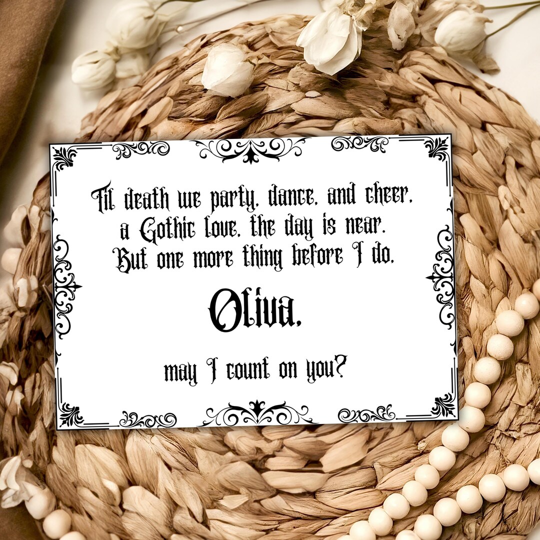 Custom Gothic Bridesmaid Proposal Card Black Gothic Wedding Be My ...