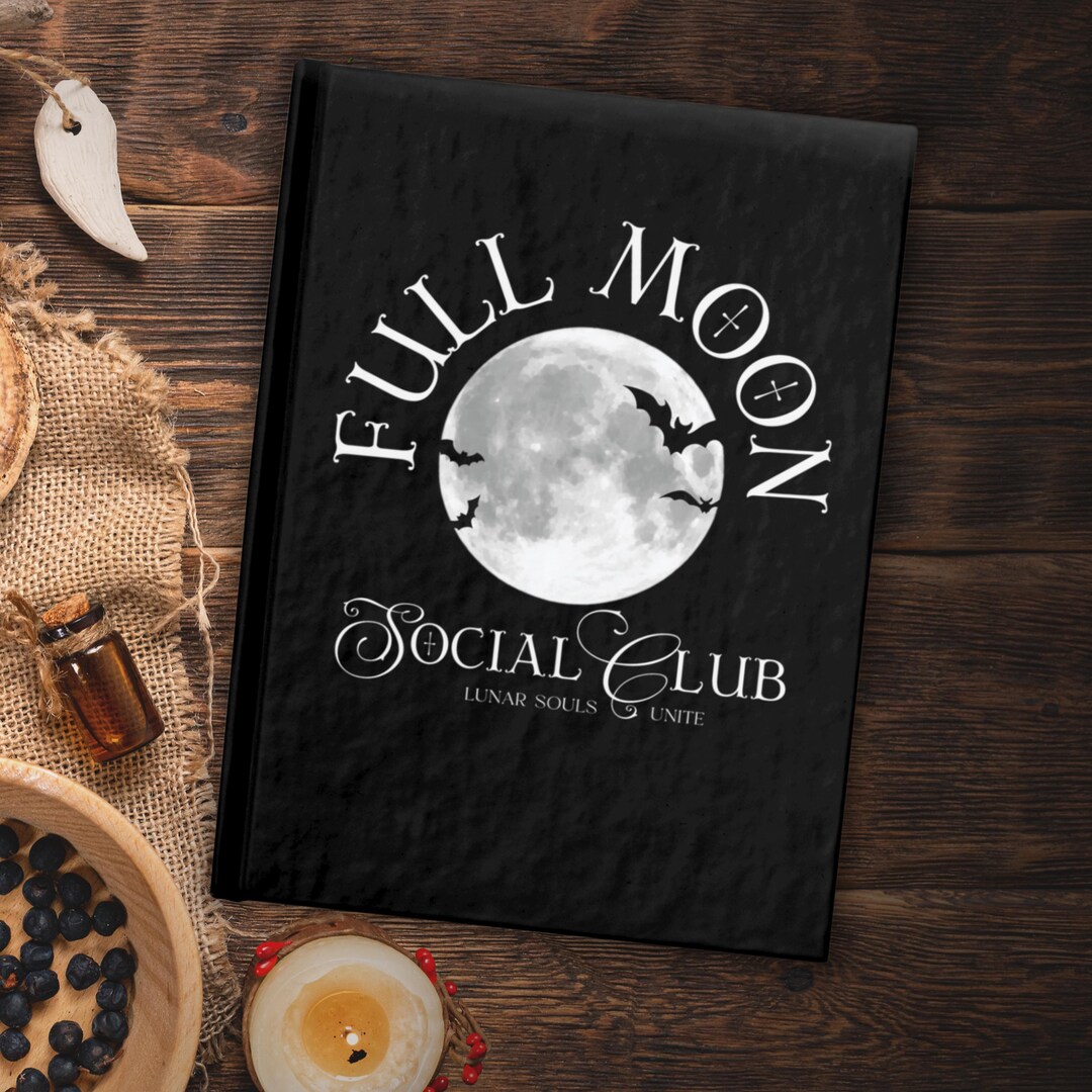 Witchy Journal Full Moon Notebook Black Hardcover Witch Diary Aesthetic ...