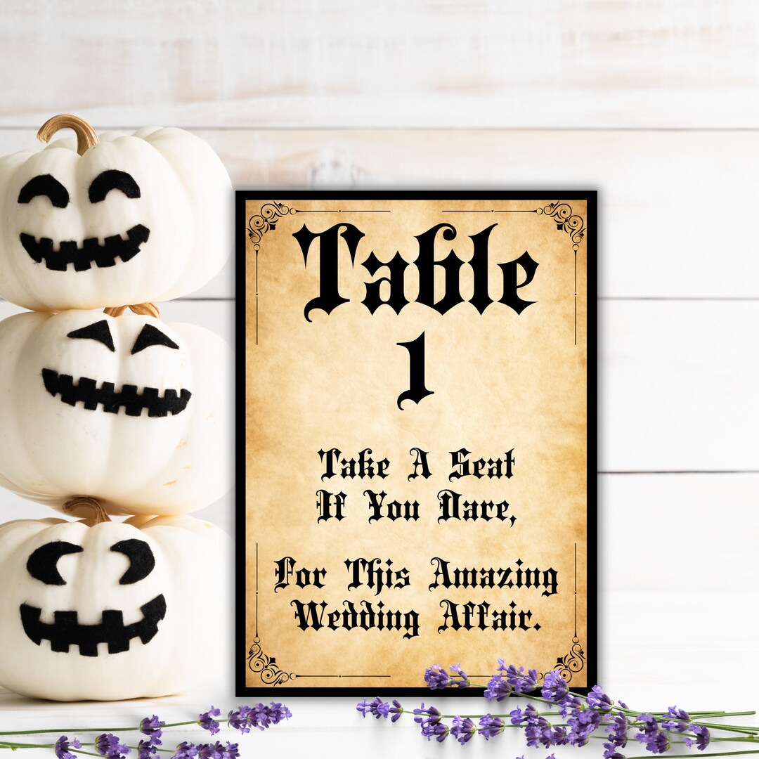 Witchy Goth Table Numbers Wedding Reception PDF Download, Table Sign ...