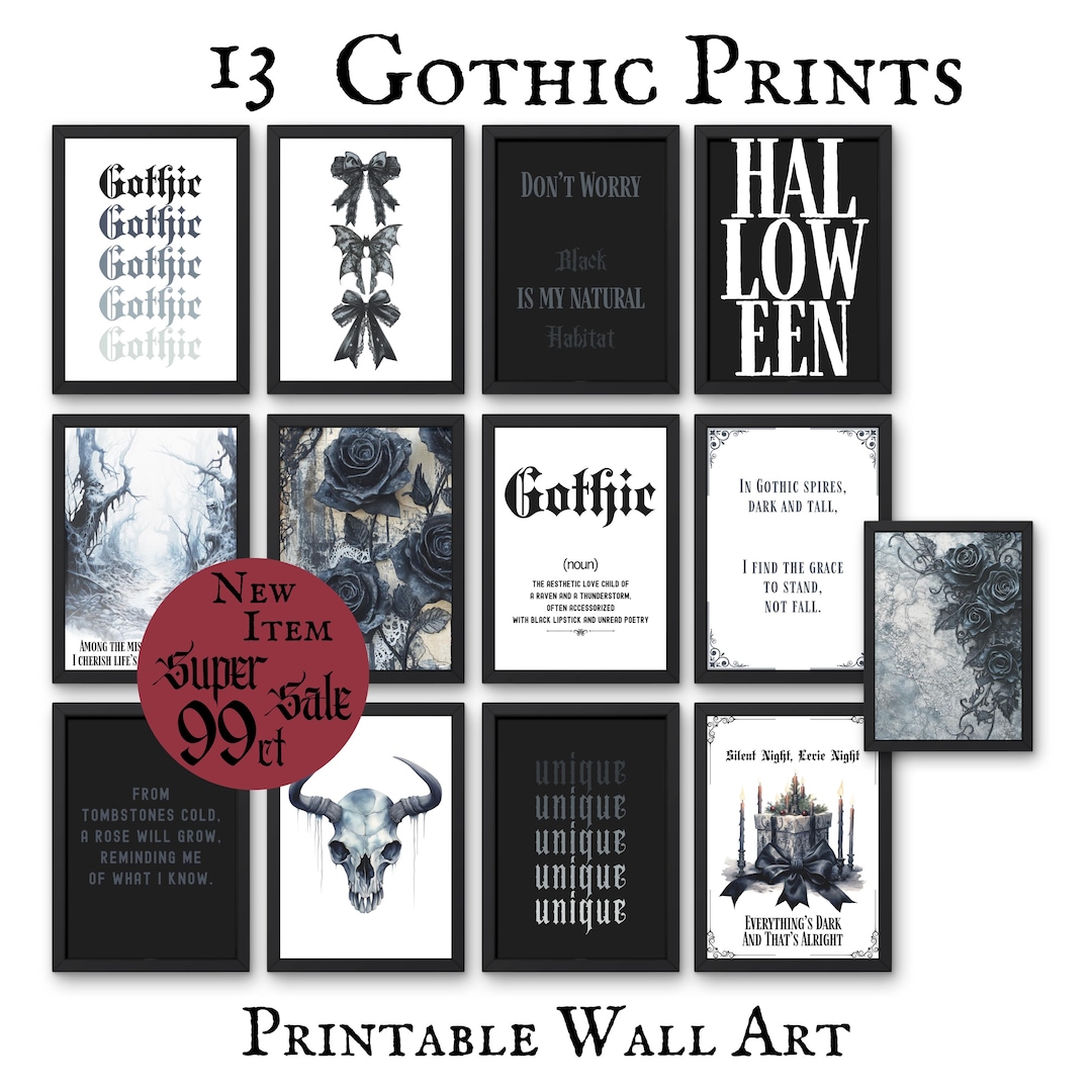Gothic Wall Art Printable Download Goth Decore Print Dark Academia Wall ...