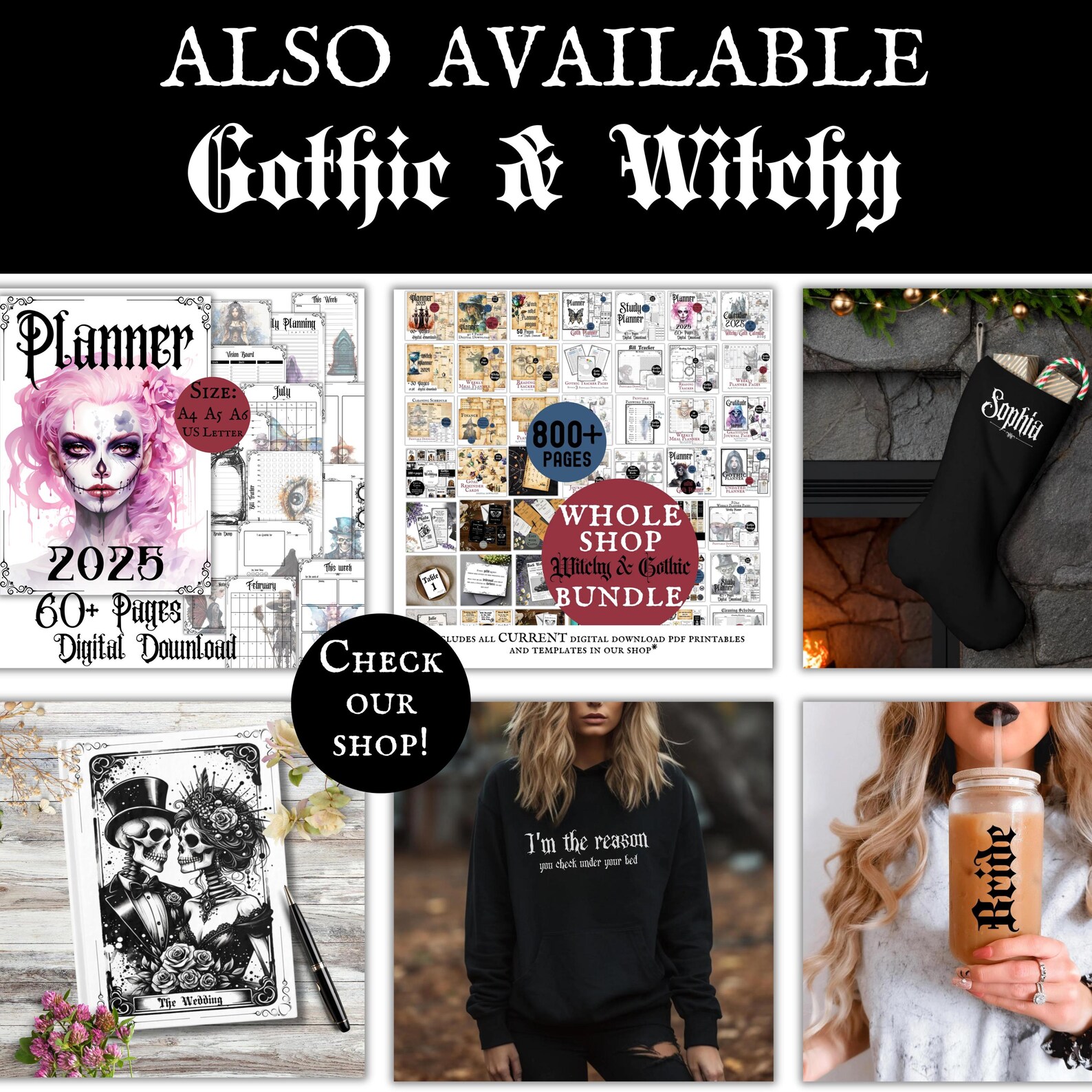 Gothic Planner Pages Undated PDF Printable Download Bundle US Letter ...