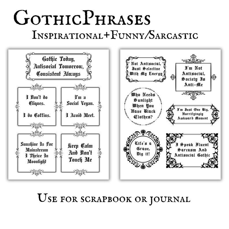 Gothic Quotes Printable Download Words Dark Academia Prints Digital ...