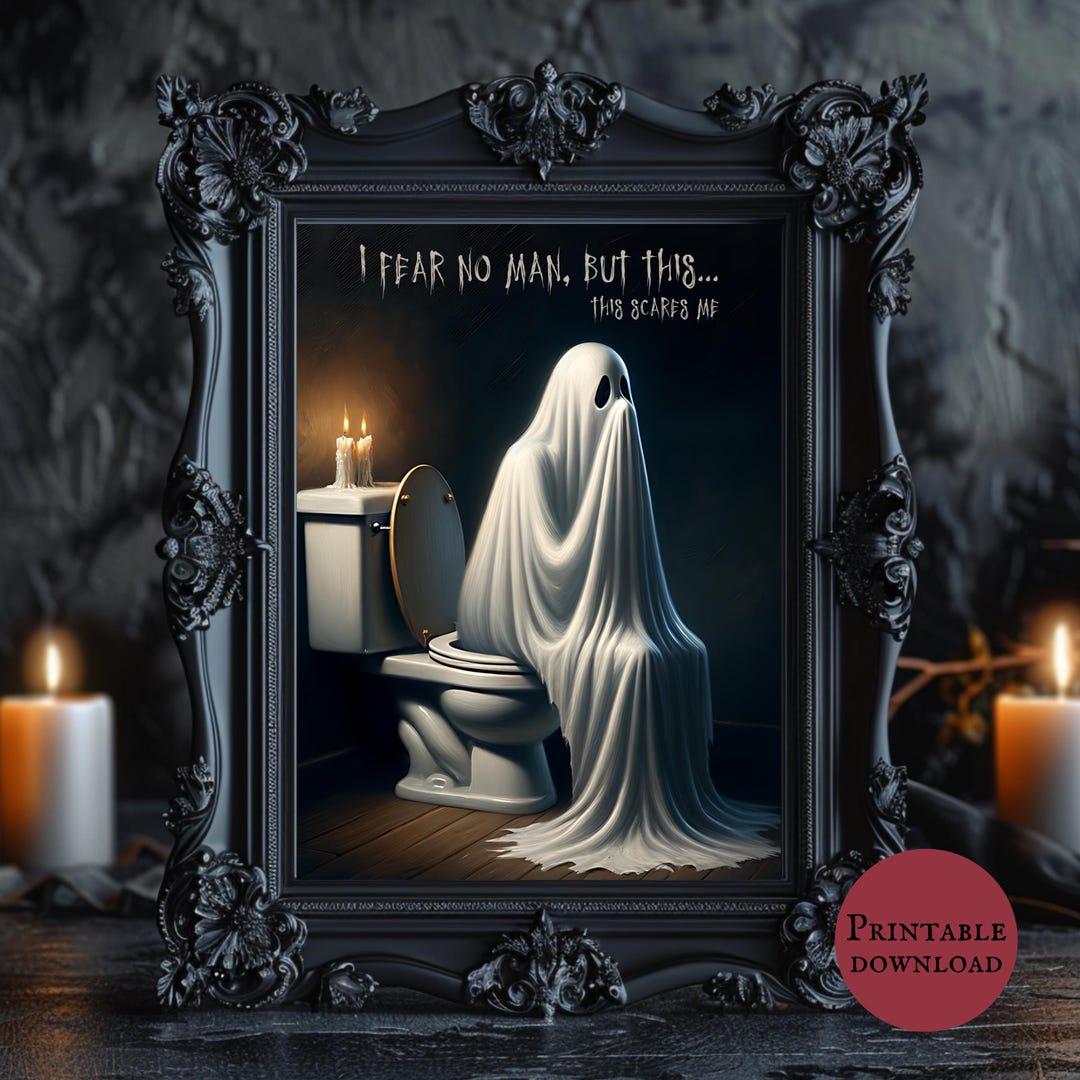 Gothic Ghost on Toilet Funny Digital Download Bathroom Print Dark ...