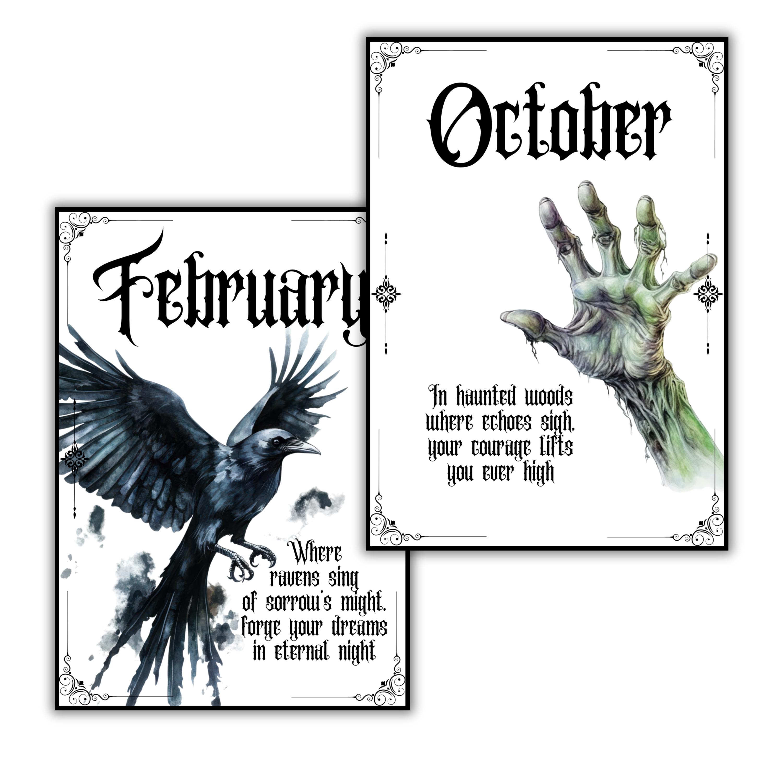 Gothic Monthly Planner Dividers Dashboard Printable Download Pages ...