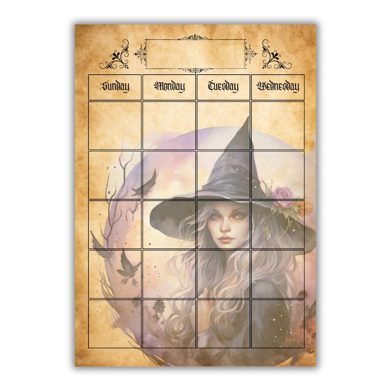 Witchy Monthly Planner Two Pages Pagan Calendar Digital Download Pages ...