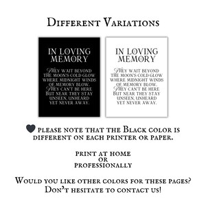 Memorial Table Sign Gothic Design in Loving Memory Printable Download ...