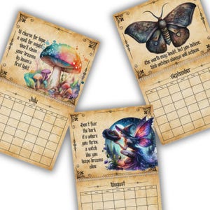 Witchy Calendar 2025 Magical Monthly Planner Pagan Calendar Daily Wall ...