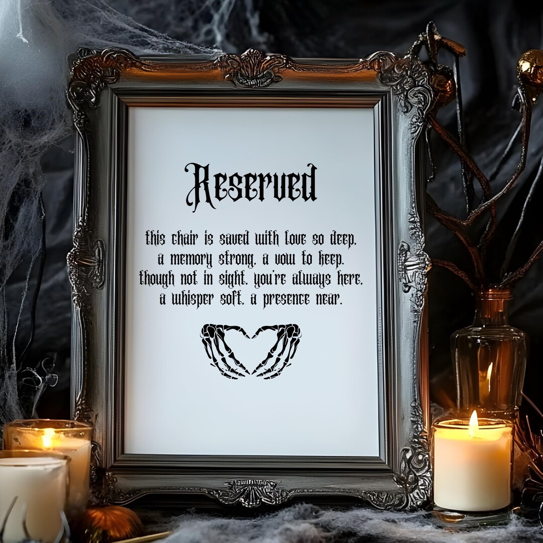 Gothic Memorial Table Sign Reserved in Loving Memory Printable Download ...