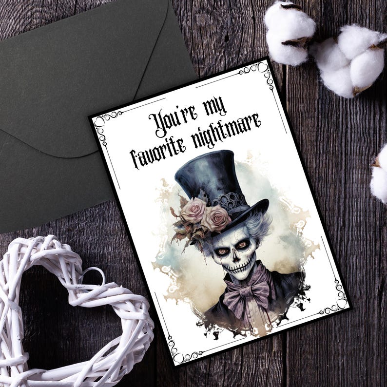 Gothic Love Card Printable Download Valentines Card Gothic Lovers Emo ...