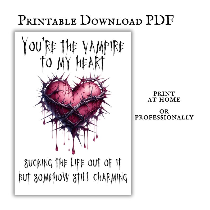 Gothic Love Card Printable Download Valentines Card Gothic Lovers Emo ...