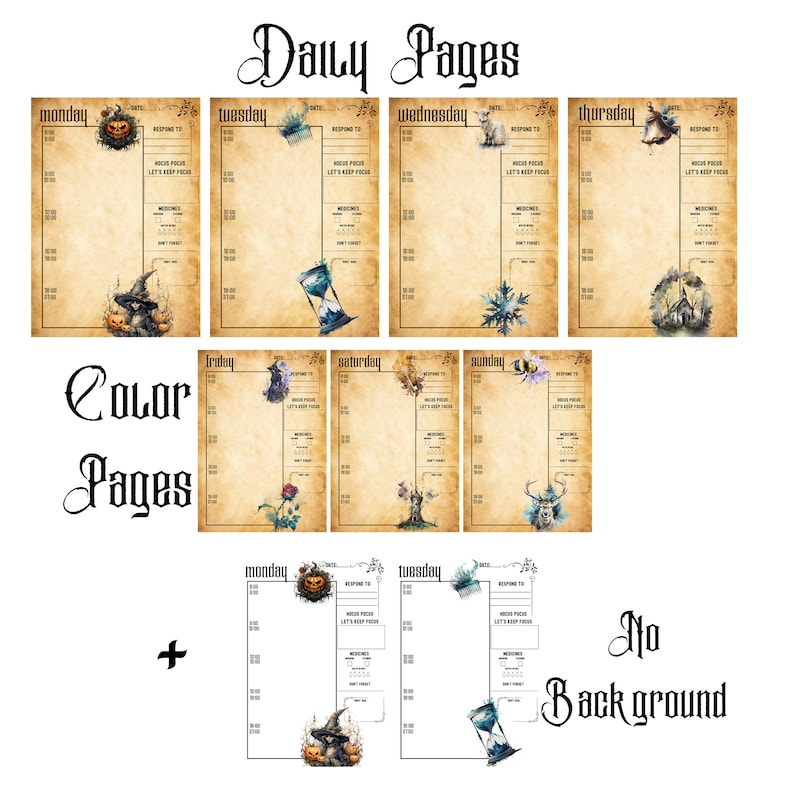 Witchy Daily Planner Pages, Celestial Adhd Printable A4 Pages, Pagan ...