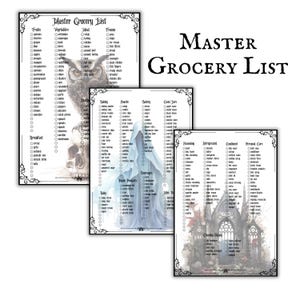 Grocery List Gothic Design Printable Download Shopping List Weekly ...