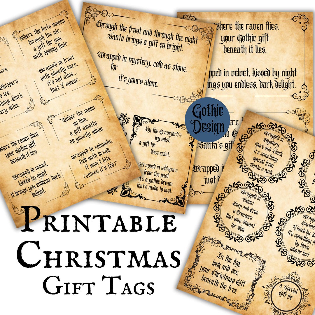 Gothic Christmas Gift Tags Vintage Printable Download Witchy Gift ...