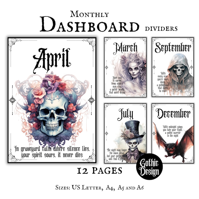 Gothic Planner Dashboards - Etsy