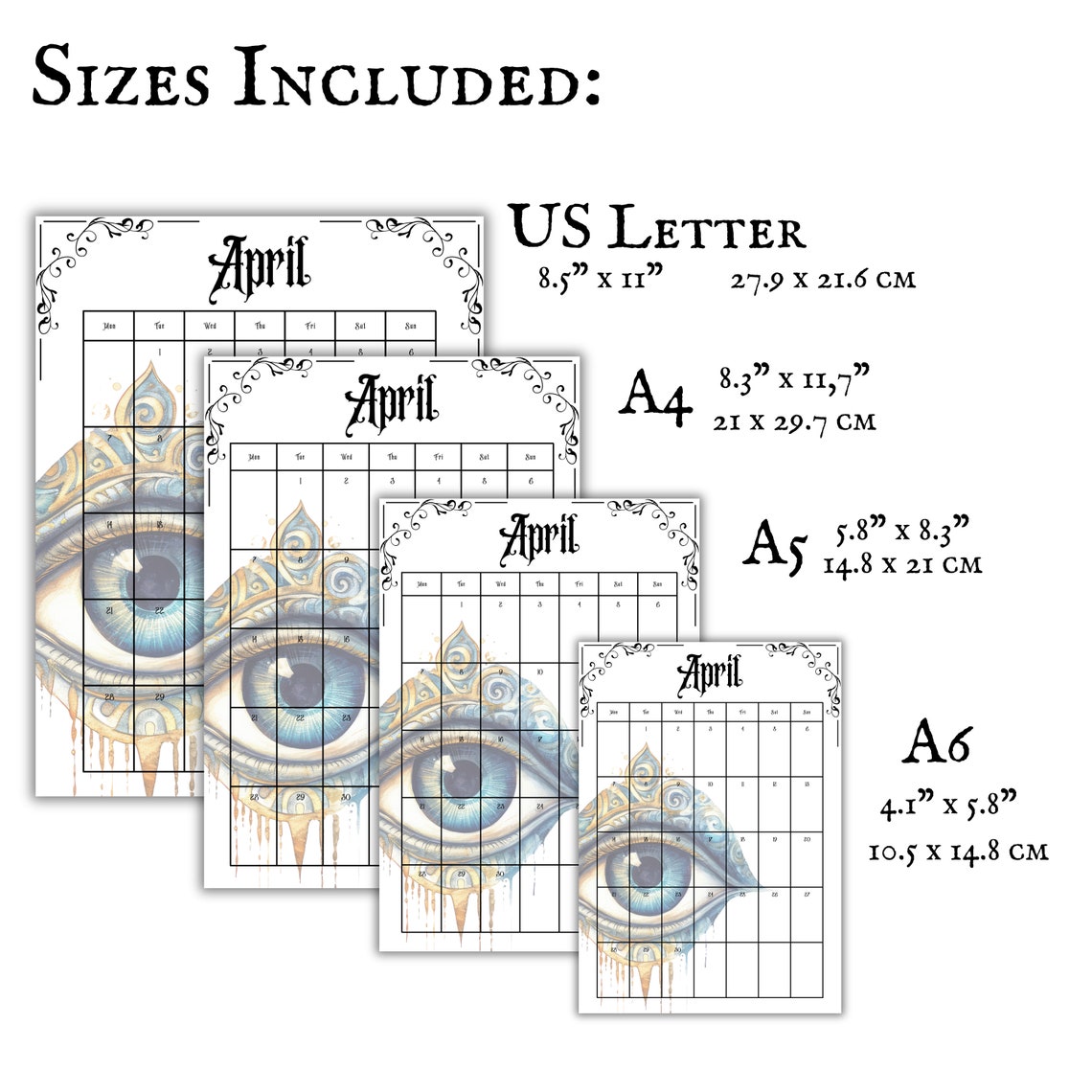 Witchy Goth 2025 Calendar Digital Download Pages Pagan 2025 Monthly ...