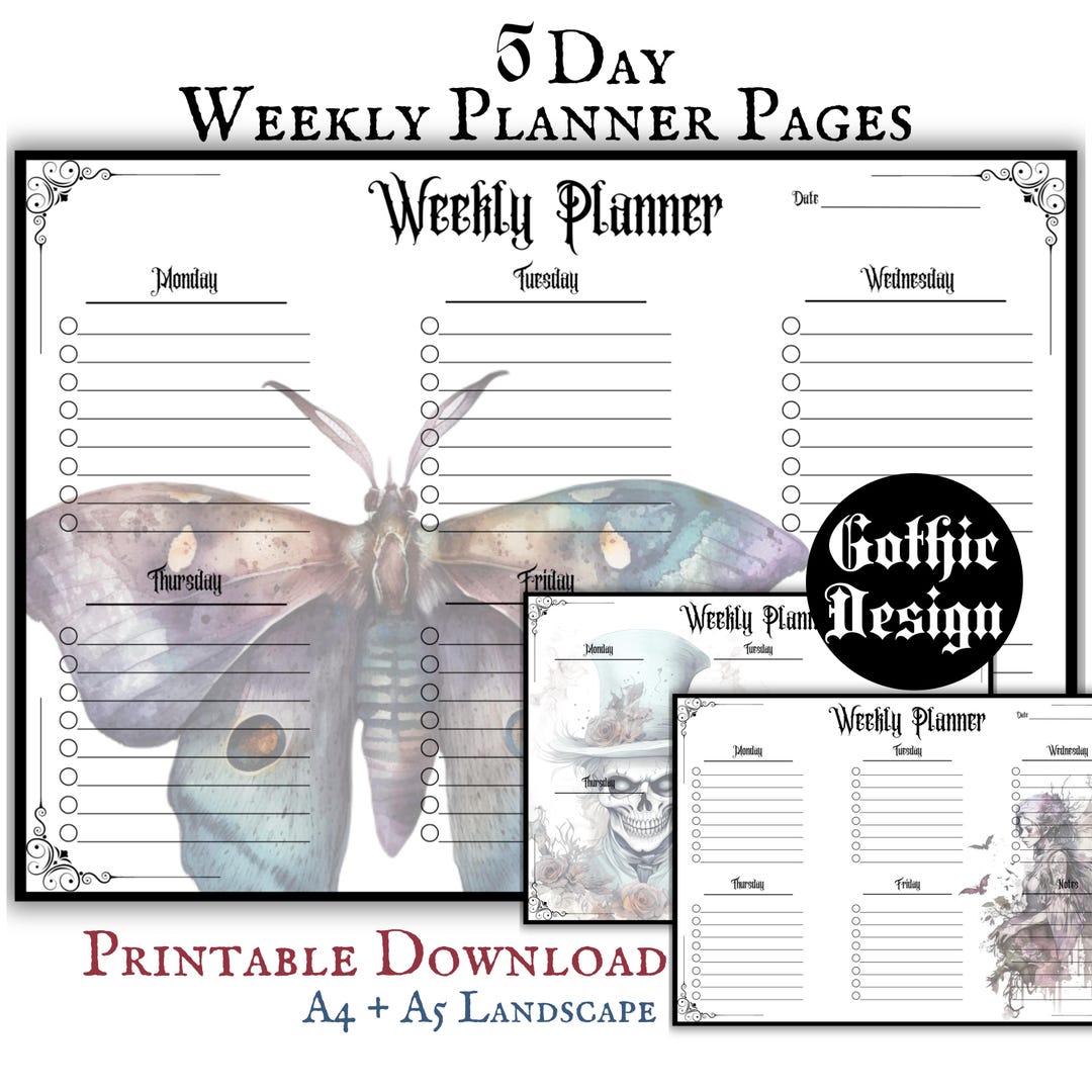 Gothic Weekly Planner Pages Pagan Design Printable PDF Download Planner ...