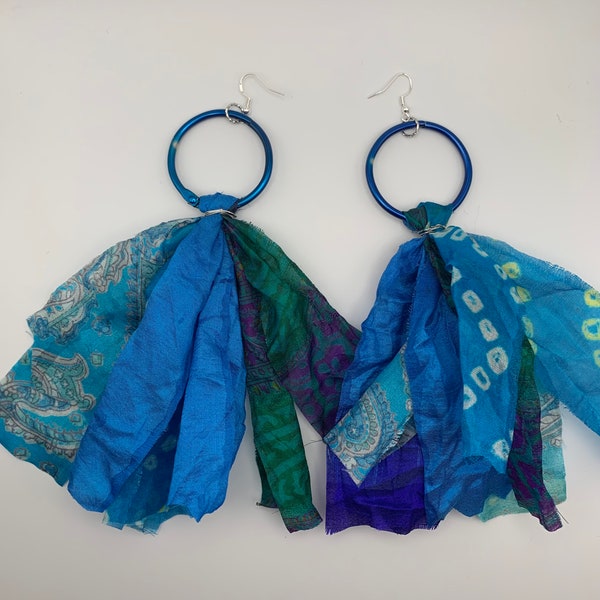 Sari Silk Earrings - Etsy