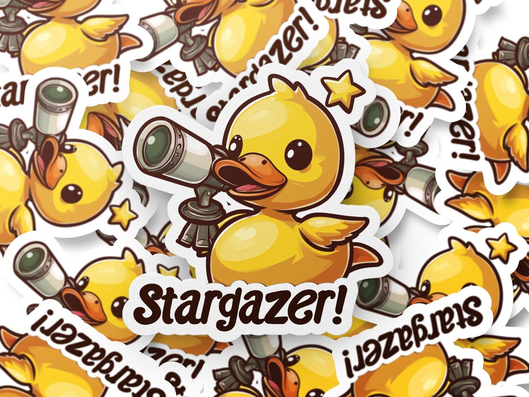 Cute Stargazer Duck Sticker, Cartoon Duck Astronomer, Vinyl Decal for ...