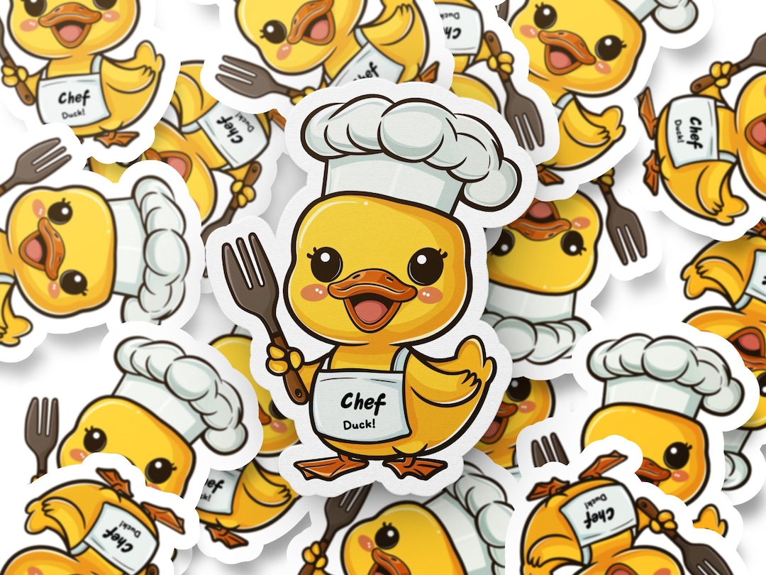 Cute Chef Duck Sticker, Adorable Cooking Bird Vinyl Decal, Kitchen ...